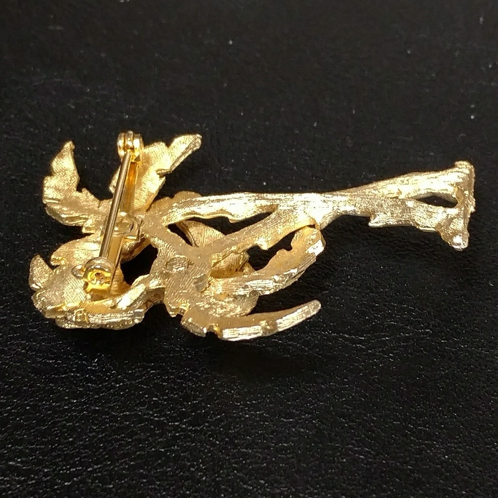 Vintage Mid-Century Gold Tone Palm Trees Brooch - Gem
